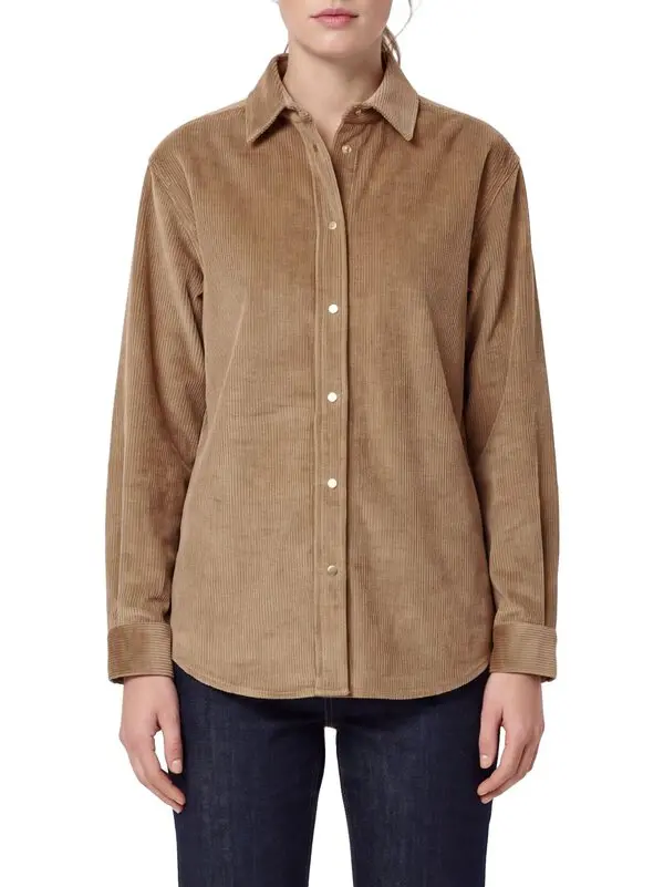 DARKPARK Long-sleeved Corduroy Shirt With French Collar - Beige