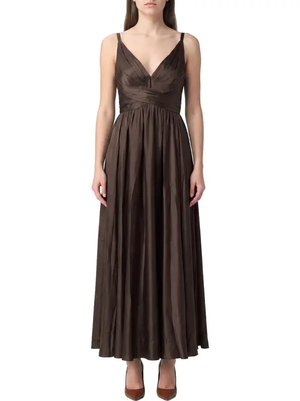 Zimmermann Off-the-shoulder Silk Midi Evening Dress With V-neck - Brown