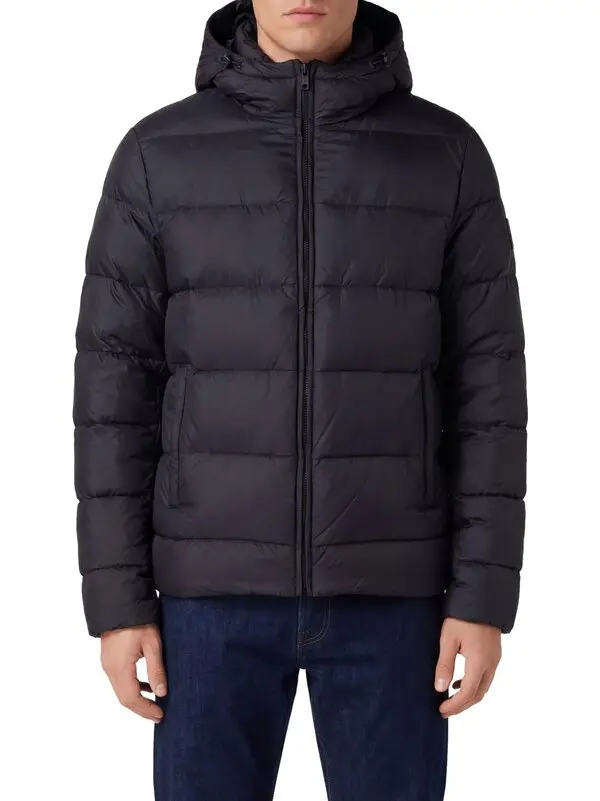 FAY Quilted Hooded Puffer Jacket With Zip Closure - Black