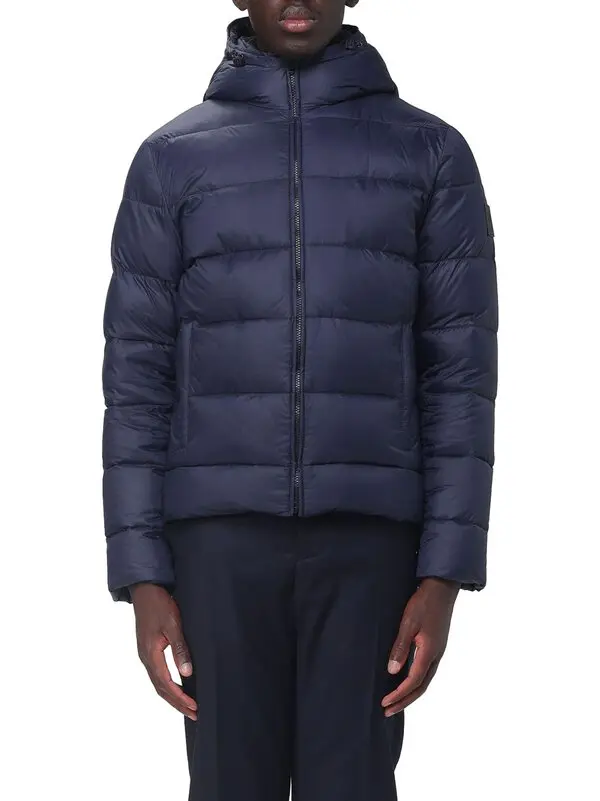 FAY Quilted Hooded Puffer Jacket With Zip Closure - Blue