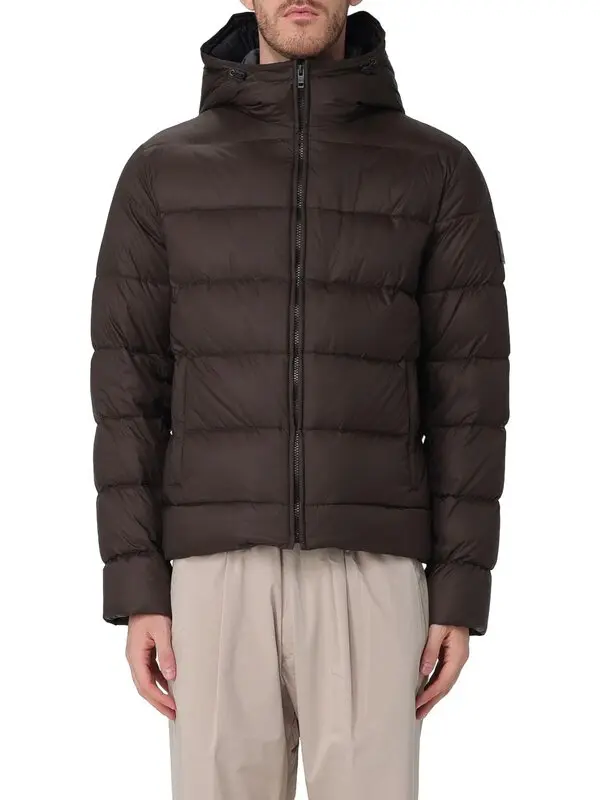 FAY Hooded Quilted Nylon Short Puffer Jacket With Zip Closure - Brown