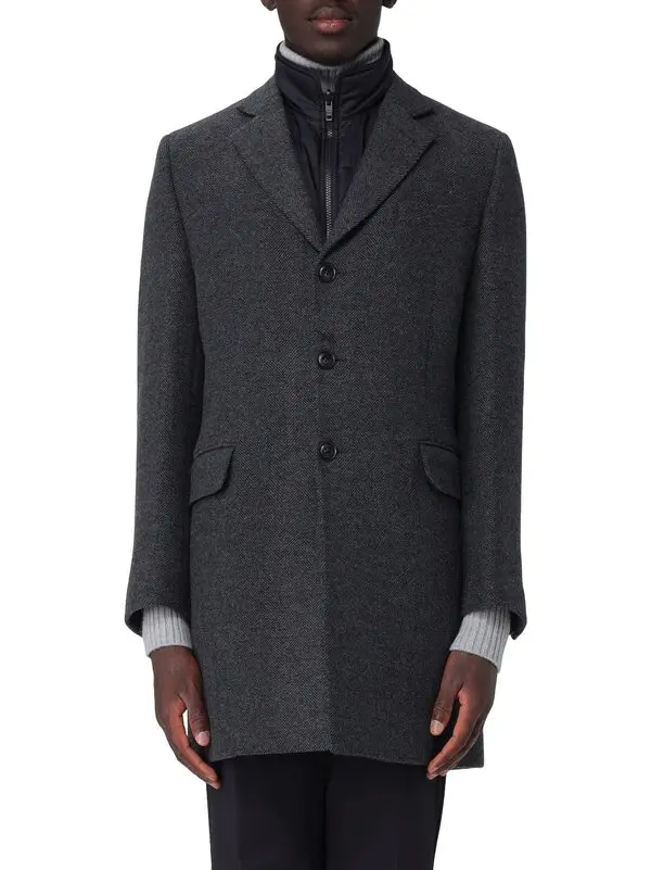 FAY Short Wool-blend Coat With Quilted And Removable Inner Vest - Brown