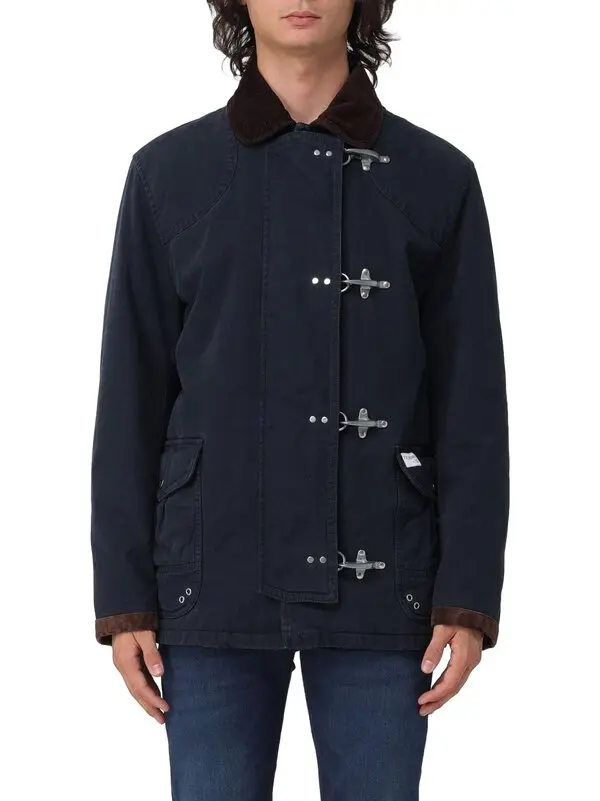 FAY 4 Ganci Cotton Jacket With Velvet Collar And Patch Pockets - Navy
