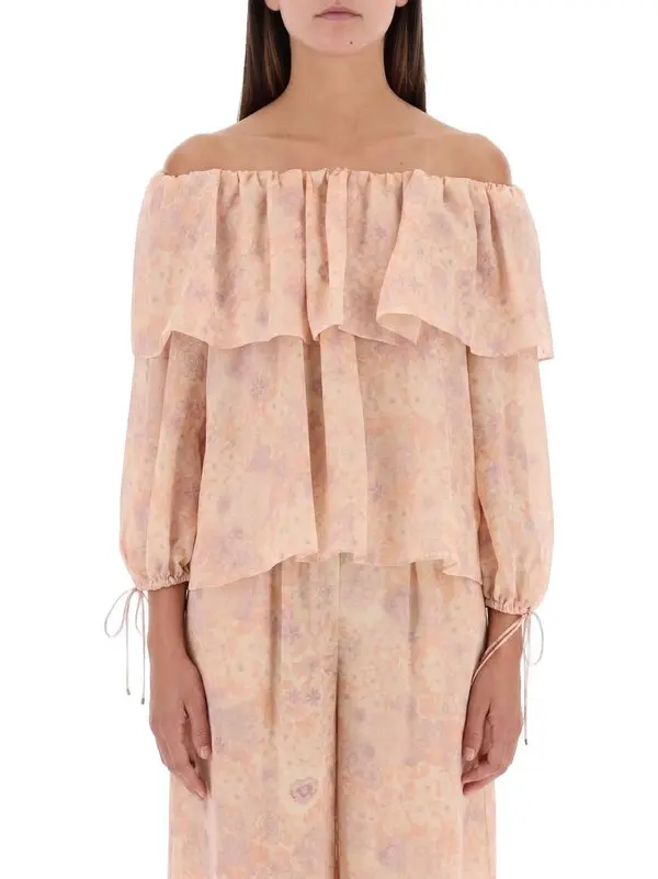 Chloé Floral Embroidered Silk Blouse With Long Sleeves - Pink