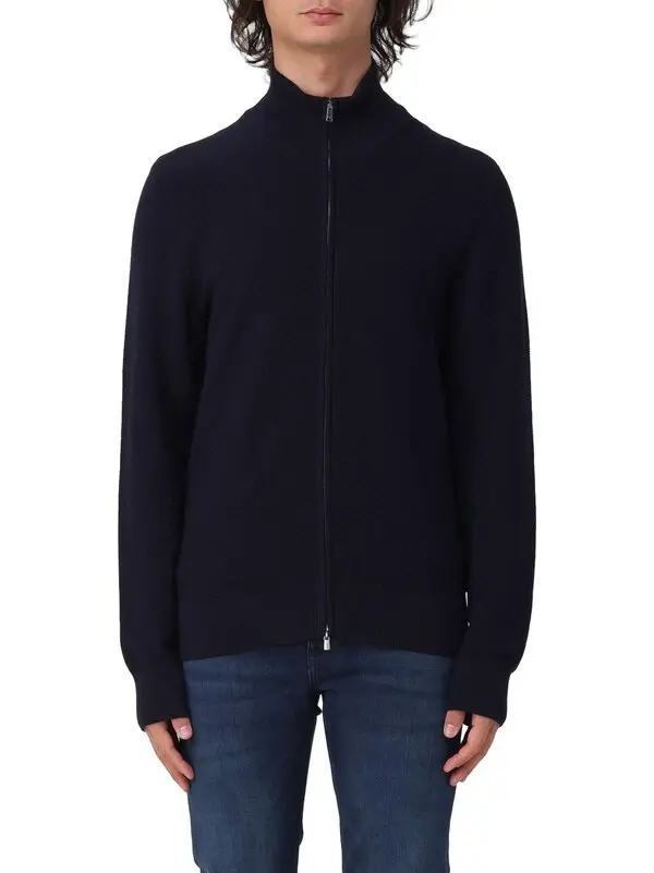 BOSS Pure Wool Full-zip Turtleneck Cardigan With Dropped Shoulders - Blue