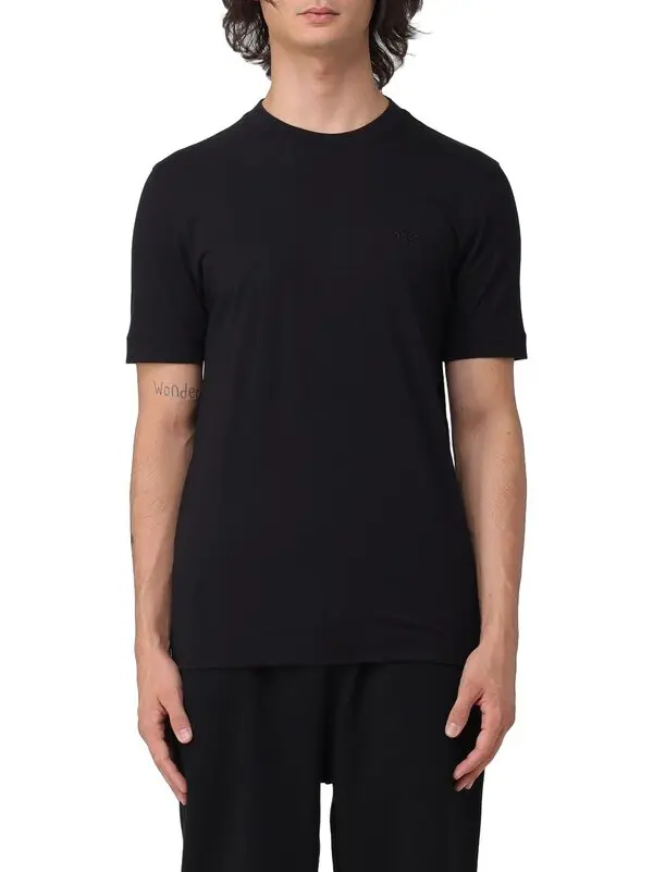 BOSS Embroidered Logo Cotton Crewneck T-shirt - Black
