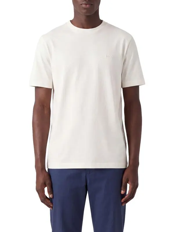 BOSS Embroidered Logo Cotton Crewneck T-shirt - White 1