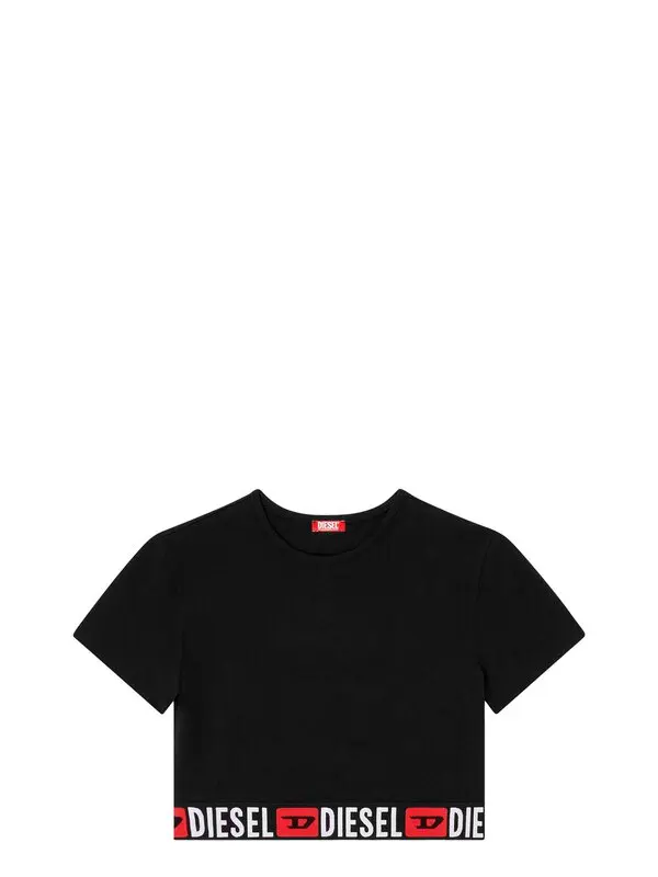 DIESEL® Cropped Jacquard Logo T-shirt - Nero