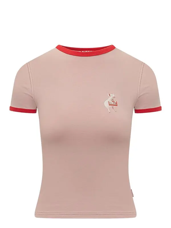 DIESEL® Stylish T-shirt With Unique Stampaint Design - Cipria
