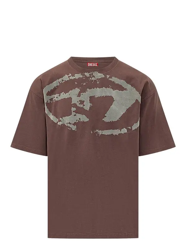 DIESEL® Stylish T-shirt With Unique Stampaint Design - Marrone