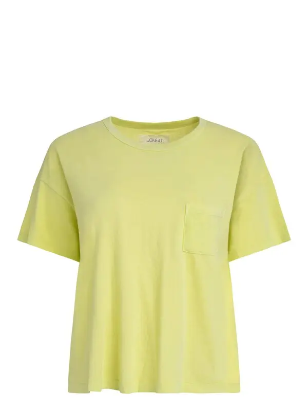 The Great. Mini Cotton T-shirt With Front Pocket - Green