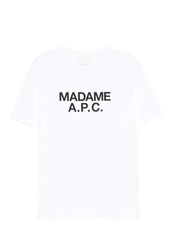 A.p.c. Cotton Crew Neck T-shirt With Front Logo Print - Bianco