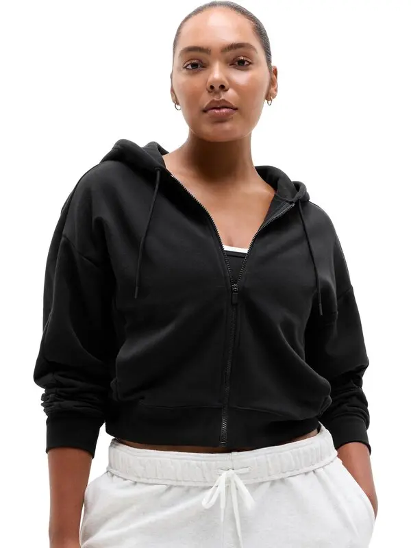 Athleta Forever Fleece Classic Full Zip Sweatshirt - Black