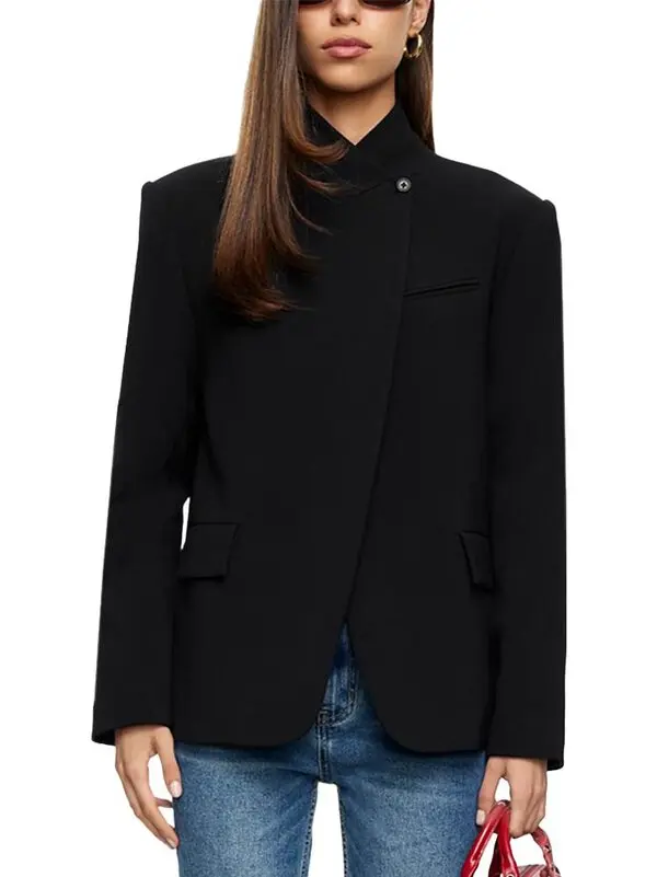Lioness Trophy Club Stand Collar Blazer - Noir