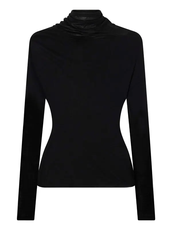 Victoria Beckham Gathered Stretch-jersey Blouse - Black