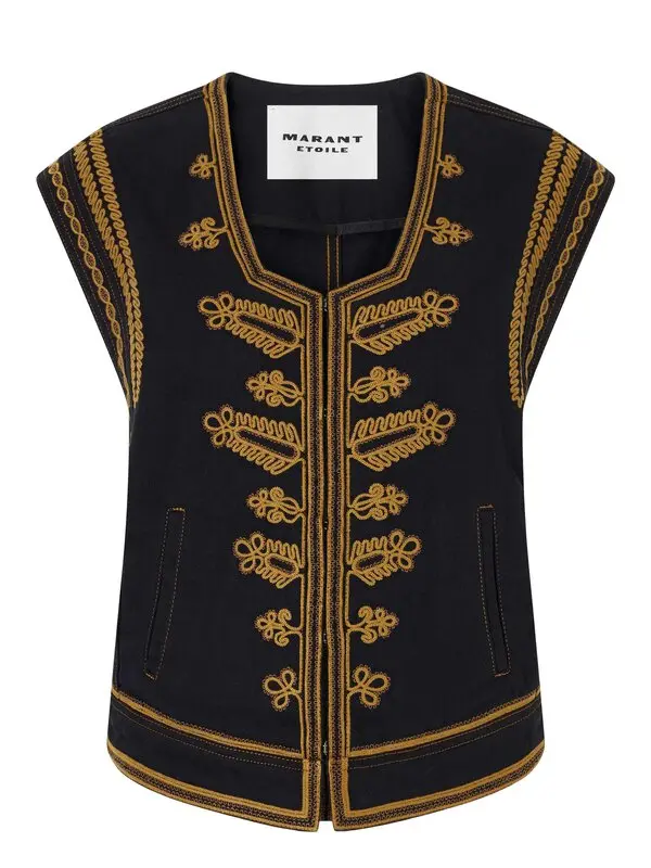 MARANT ETOILE Edmee Embroidered Cotton Vest - Black