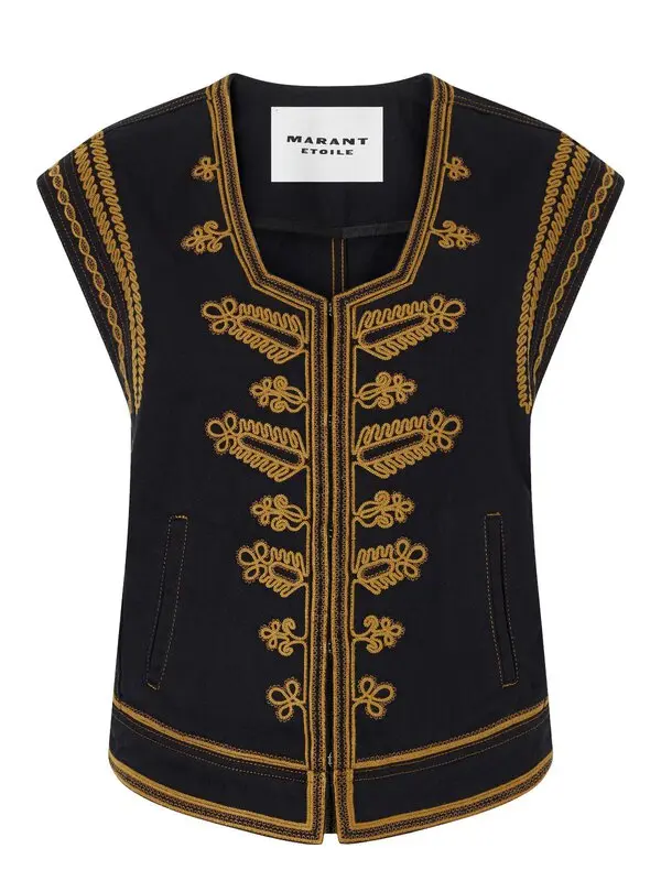 MARANT ETOILE Edmee Embroidered Cotton Vest - Black