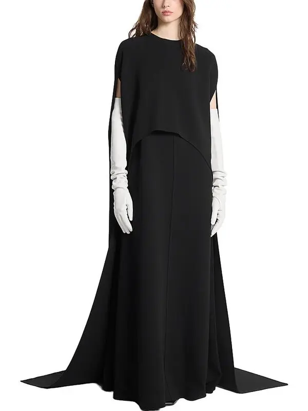 Michael Kors Wool-blend Cape Gown - Black