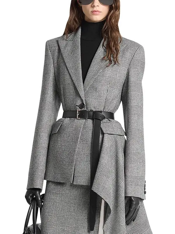 Michael Kors Glenplaid Streamer One Button Blazer - Black/ivory