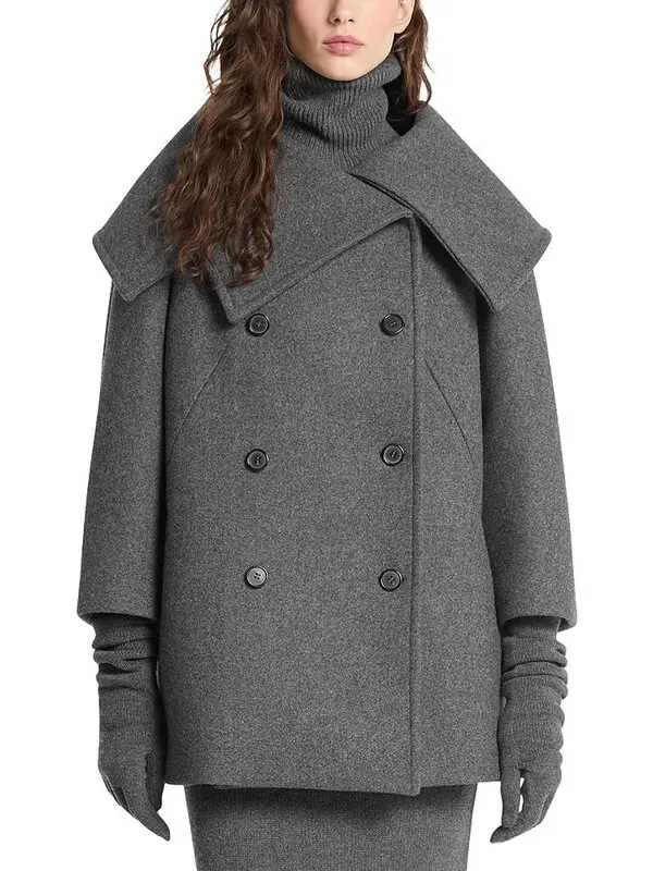 Michael Kors Portrait Collar Wool Peacoat - Graphite Melange