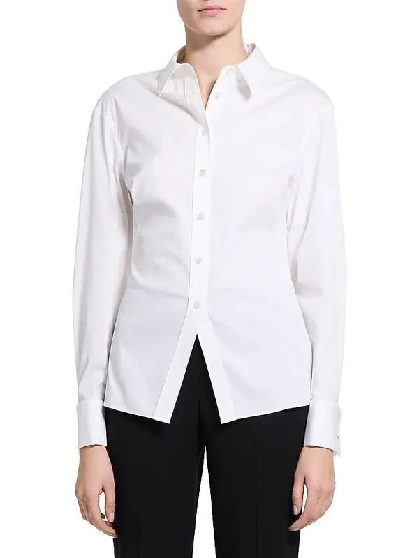 Theory Cutaway Collared Button Up Shirt - White