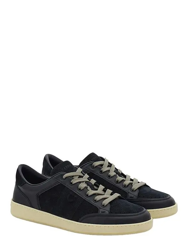FERRAGAMO Gancini Leather Sneakers - Navy