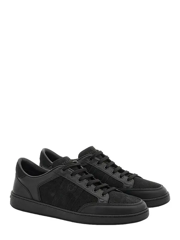 FERRAGAMO Gancini Leather Sneakers - Nero