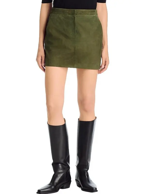 Theory Mini Leather Trouser Skirt - Ivy