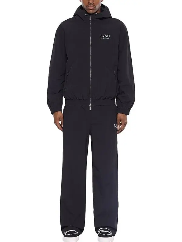 Off-White Relaxed Fit Reflective Diagonal Graphic Logo Track Pants - Black