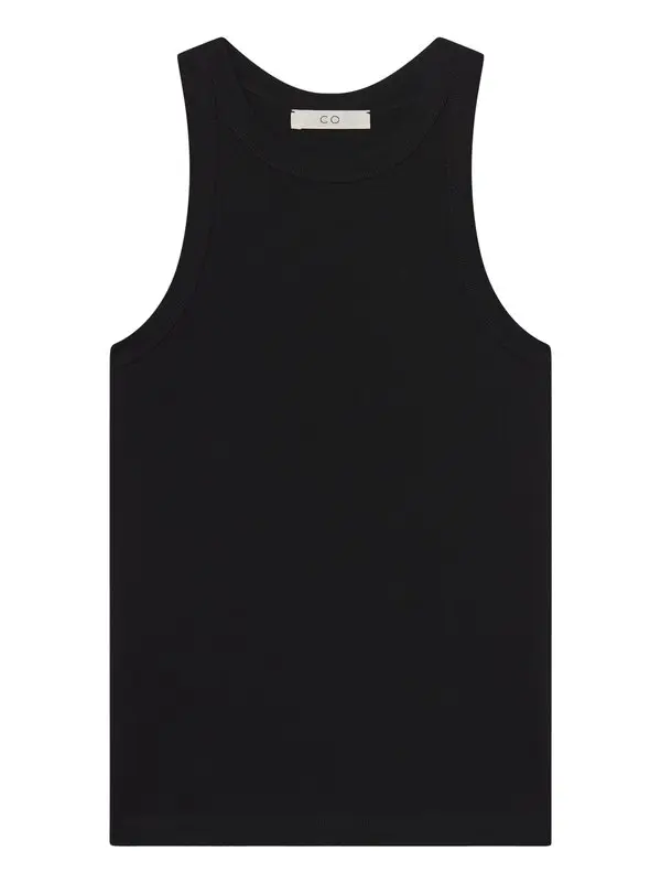 Co Tton Jersey Fitted Racerback Tank Top - Black