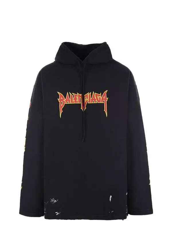 Balenciaga Metallica Hoodie Oversized Fit 'black Orange - Black/orange