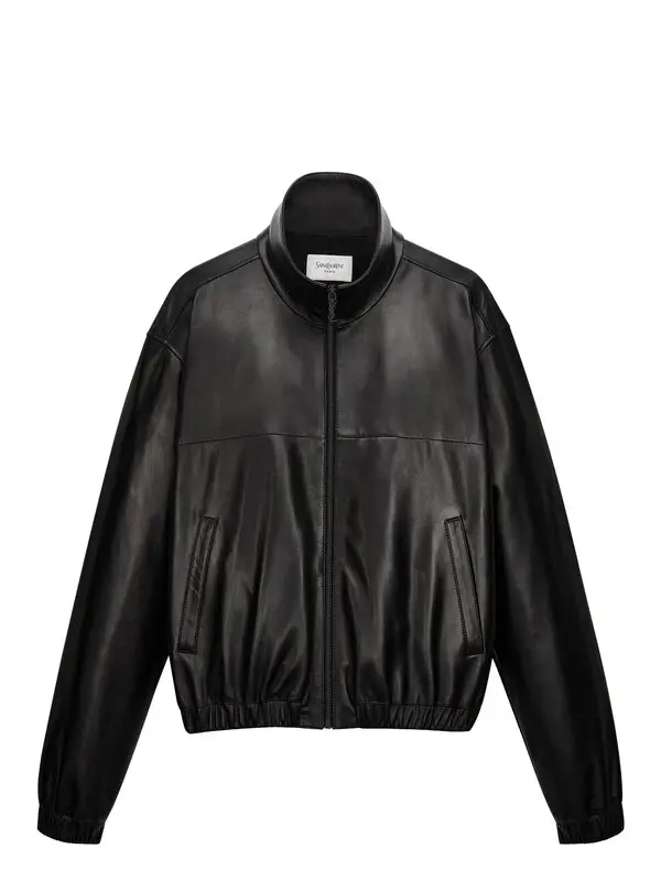 Saint Laurent Cassandre Jacket In Lambskin - Brown
