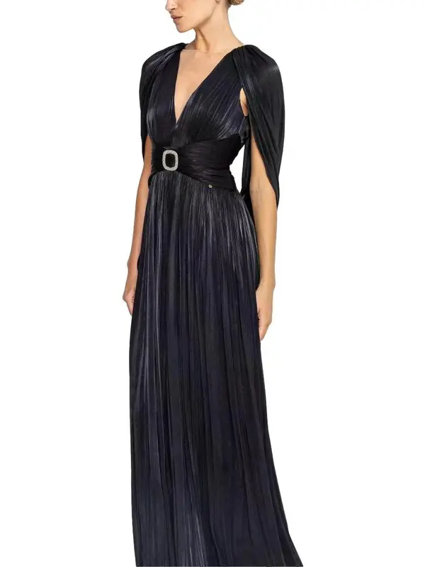 NISSA Open-back Chiffon Maxi Dress - Black