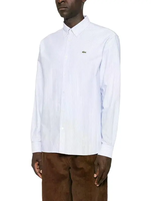 Lacoste Vertical-stripe Logo-patch Shirt - Blue