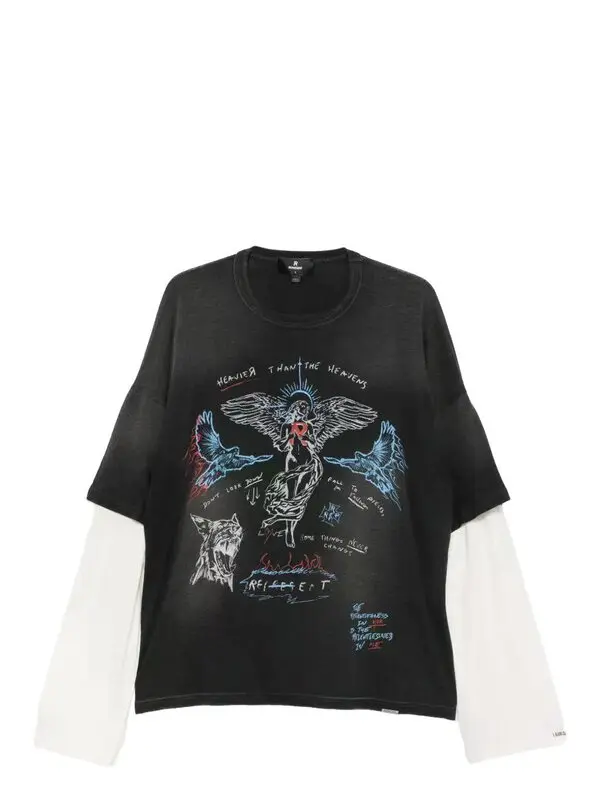 REPRESENT Graphic-print Layered-sleeve T-shirt - Black