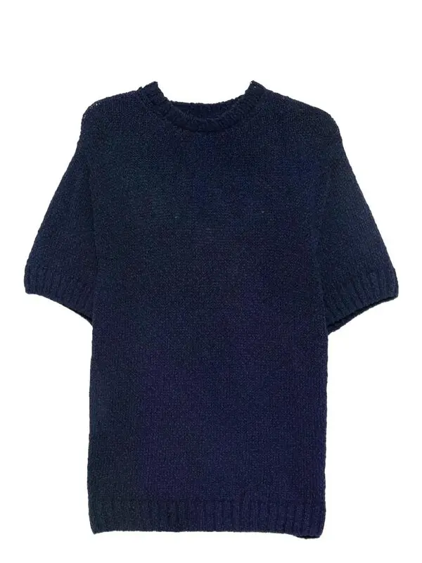 ARTE ANTWERP Logo-intarsia Short-sleeve Sweater - Blue