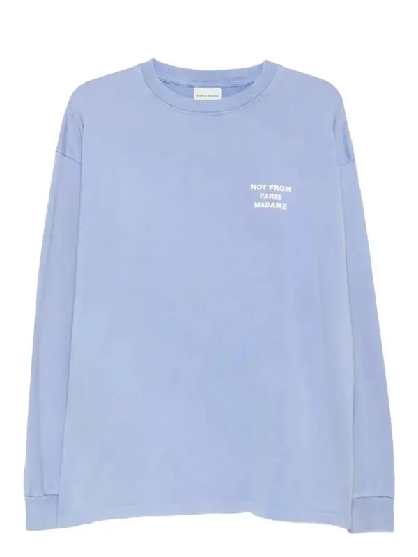 Drole De Monsieur Slogan-print Long-sleeve T-shirt - Blue