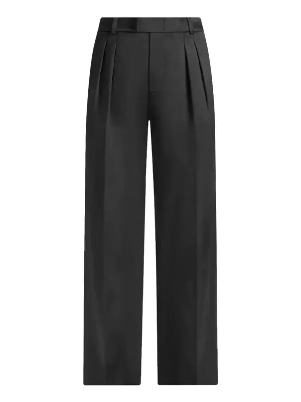 Manière De Voir Satin Twin-pleat Trousers - Black