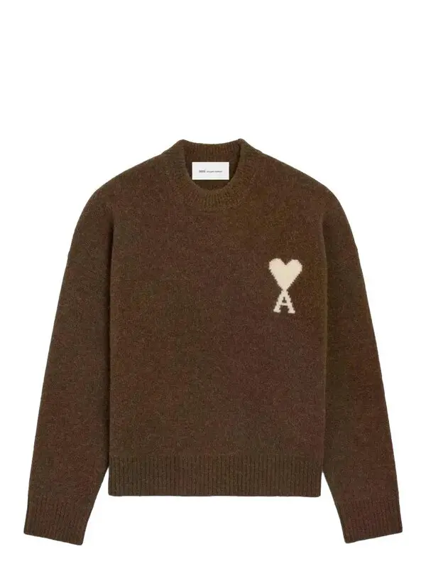 AMI Paris De Coeur Intarsia-knit Jumper - Brown