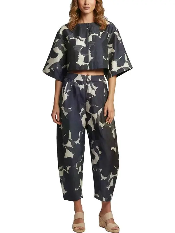 Chloé Floral-jacquard Top And Trouser Set - Black