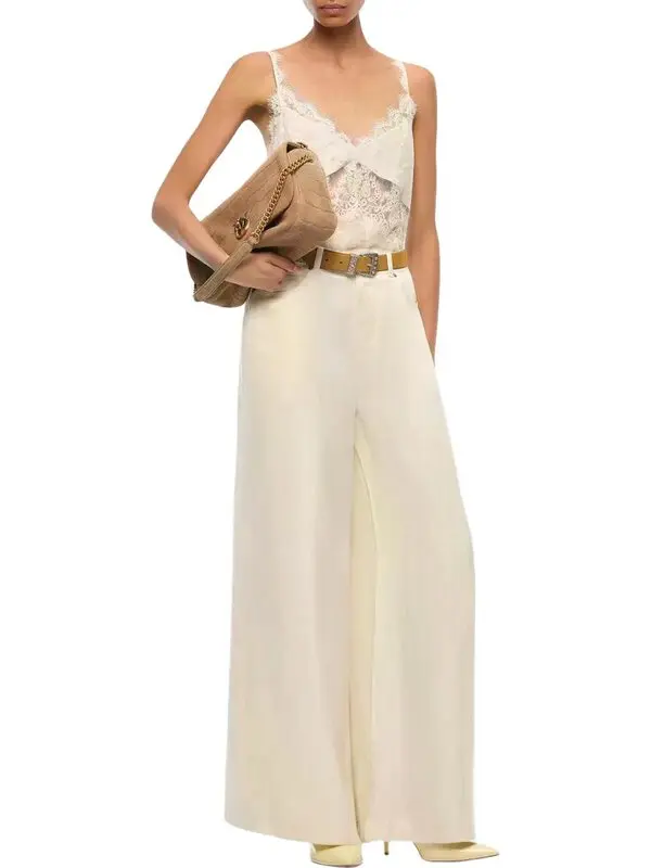 Pinko Palazzo Trousers In Peachskin-feel Twill - Neutrals