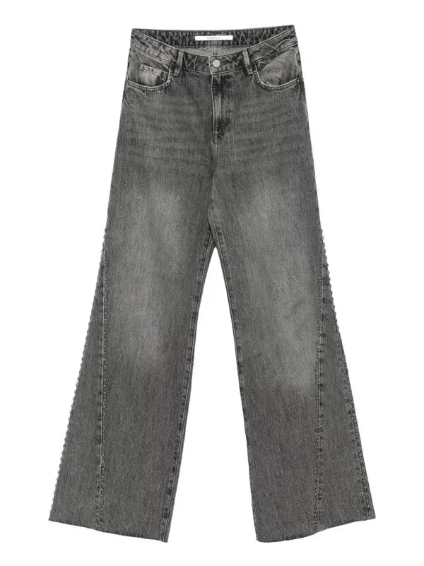 HOMAGE Stud-embellished Raw-cut Jeans - Grey