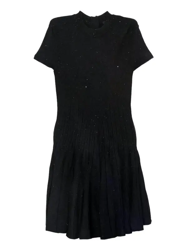 Balmain Sequin-embellished Ribbed-knit Mini Dress - Black