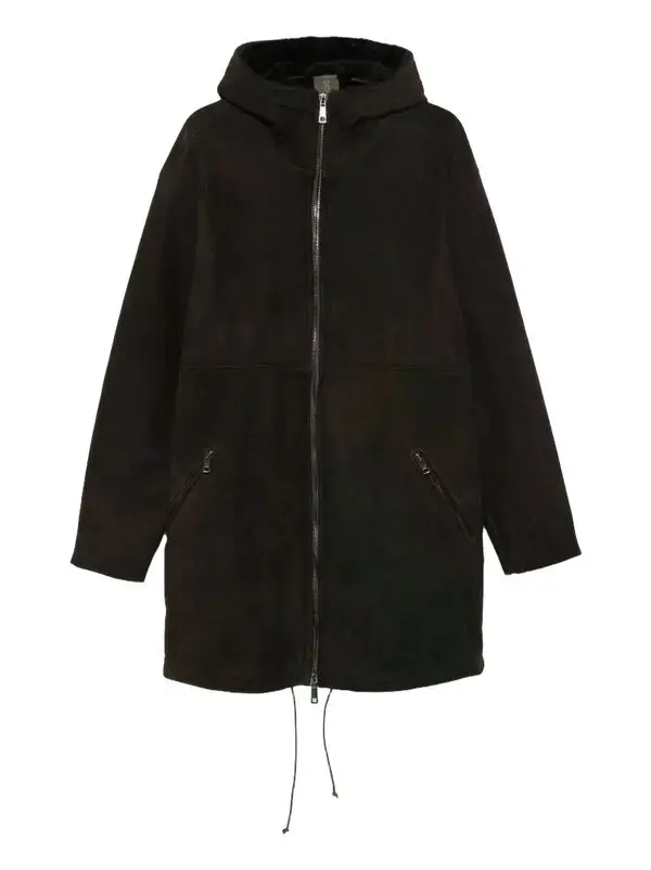 GIORGIO BRATO Hooded Shearling Jacket - Brown