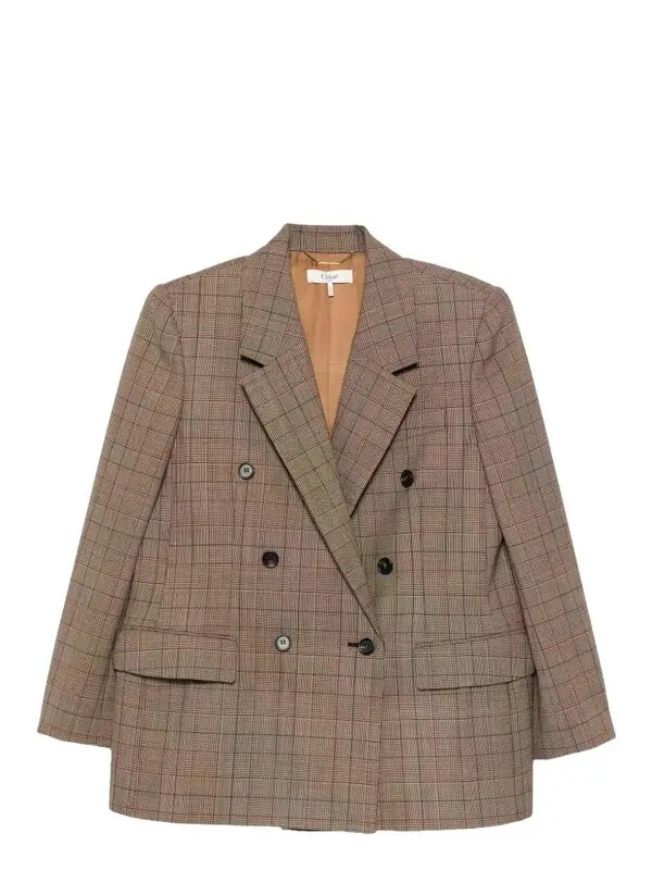 Chloé Check Double-breasted Jacket - Brown