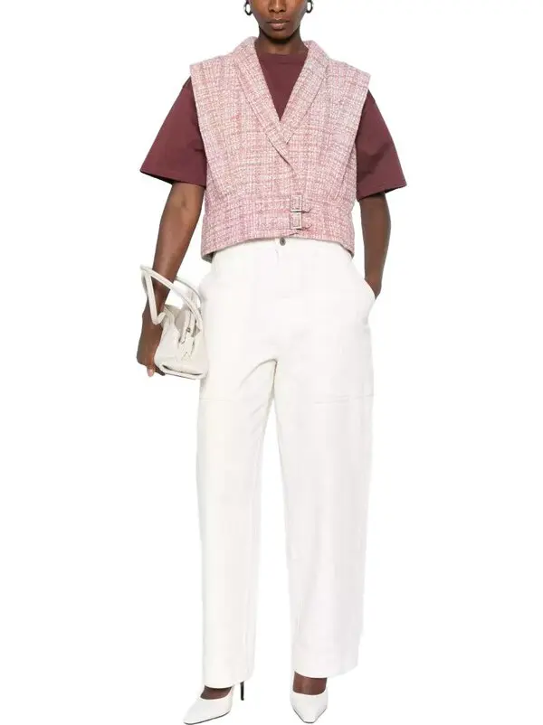 HOMAGE Bouclé-knit Buckled Jacket - Pink