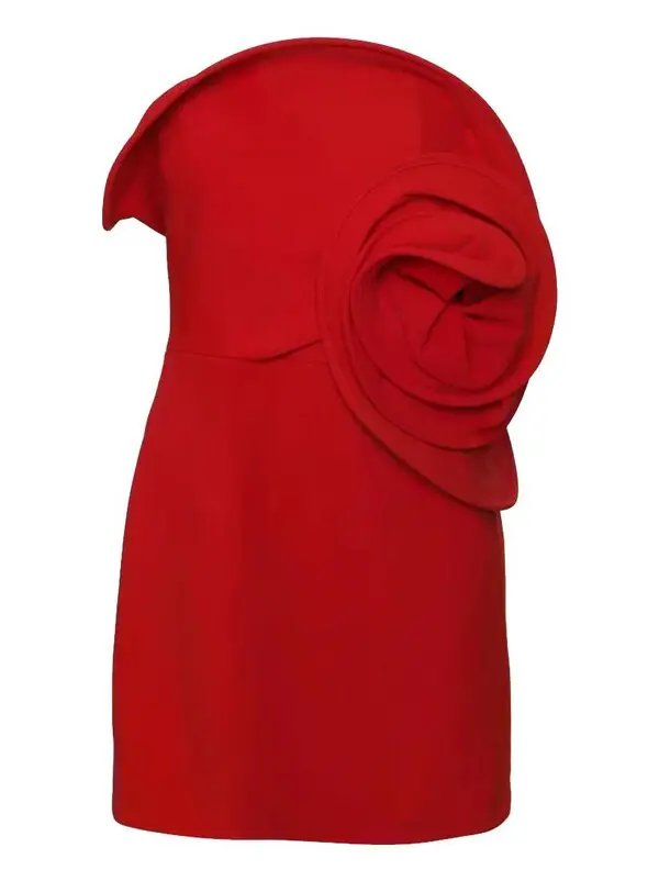Magda Butrym Ruffled Rose Strapless Top - Red