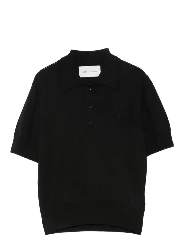 AMI Paris De Coeur Polo Shirt - Black