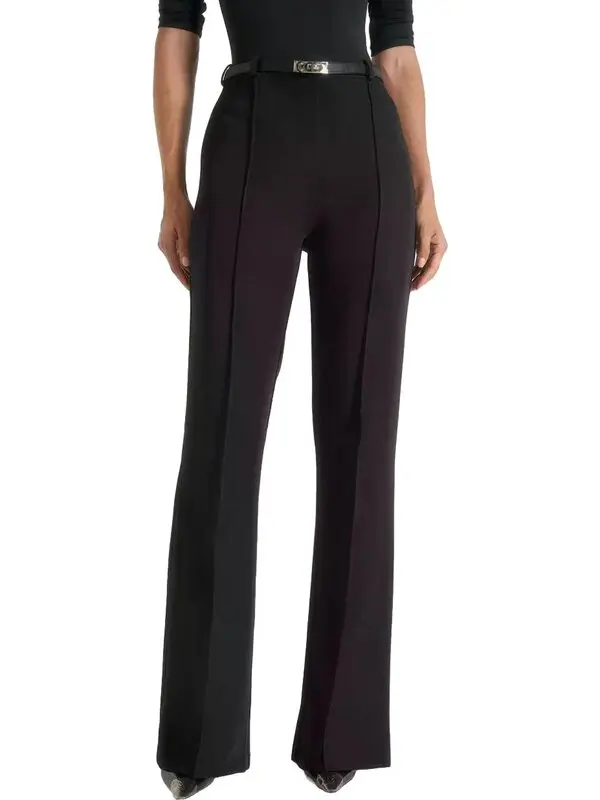 Manière De Voir Quinn In High-waisted Belted Fit & Flared Trousers - Black