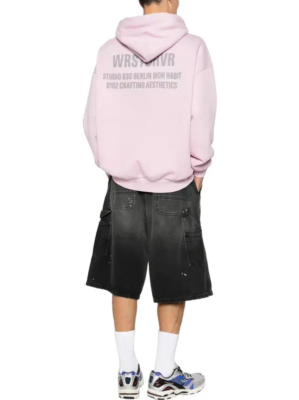 WRSTBHVR Logo-print Hooded Sweatshirt - Pink